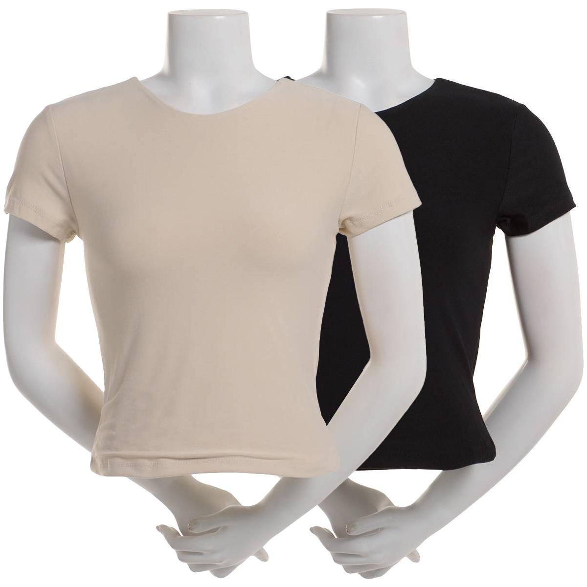 Click here for Juniors Pink Rose 2pk. Double Layer Crew Neck Tee prices
