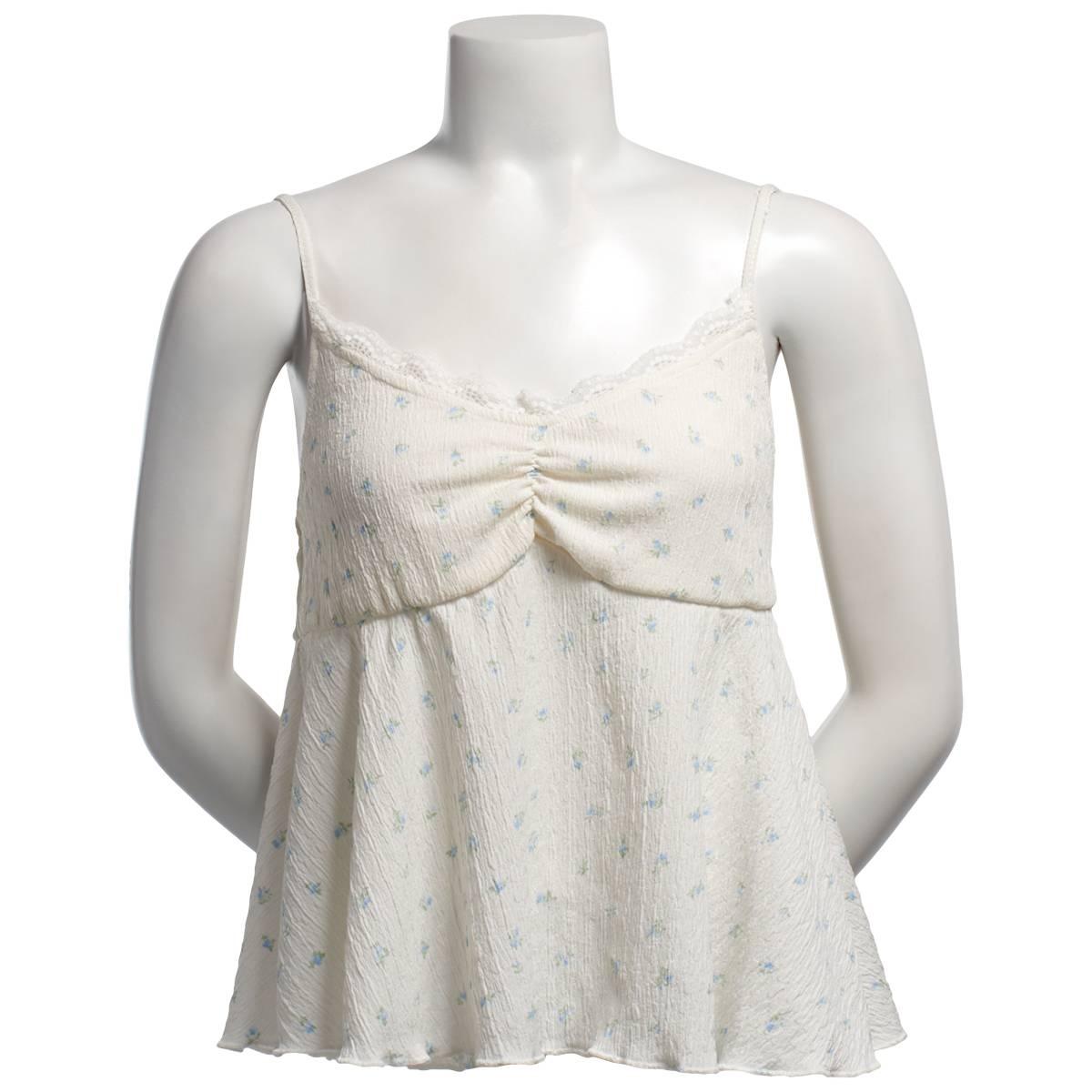 Click here for Juniors Pink Rose Crinkle Knit Baby Doll Floral Ta... prices
