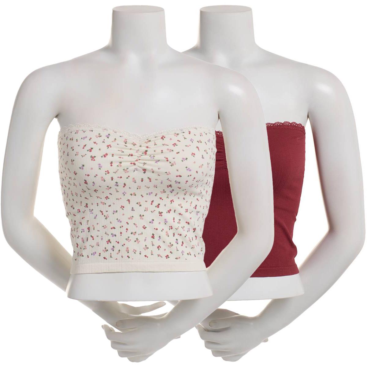 Click here for Juniors Pink Rose 2pk. Seamless Tube Top with Lace... prices