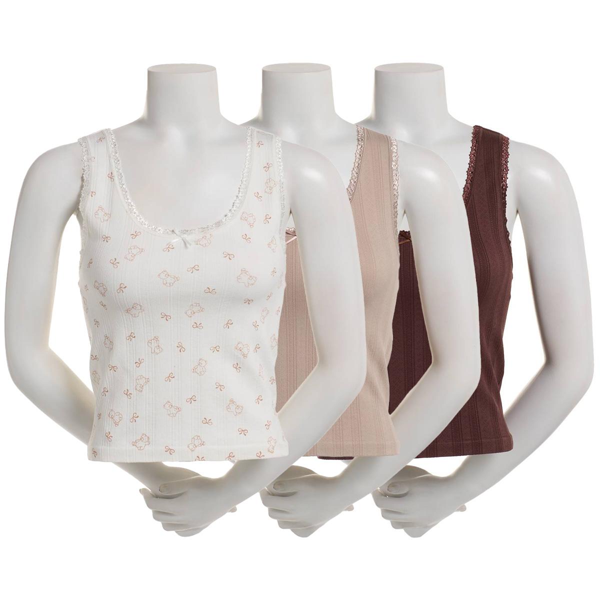 Click here for Juniors Pink Rose 3pk. Pointelle Scoop Neck Tank T... prices
