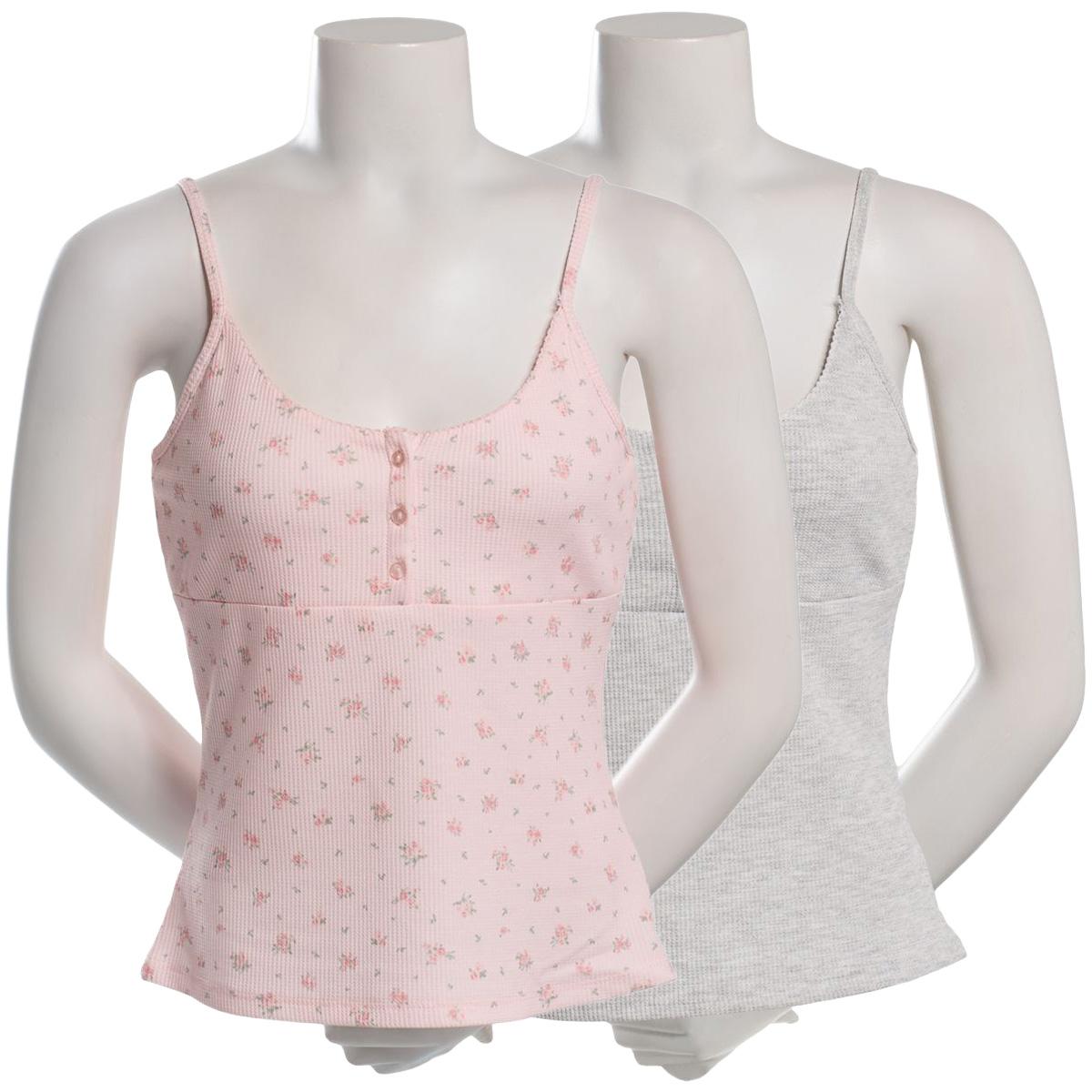 Click here for Juniors Pink Rose 2pk. Thermal Henley Tank Tops -... prices