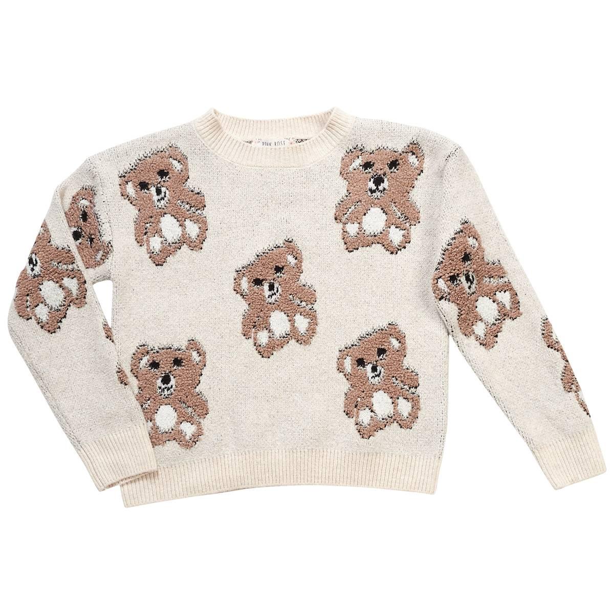 Click here for Girls (7-16) Pink Rose Teddy Bear Knit Sweater prices