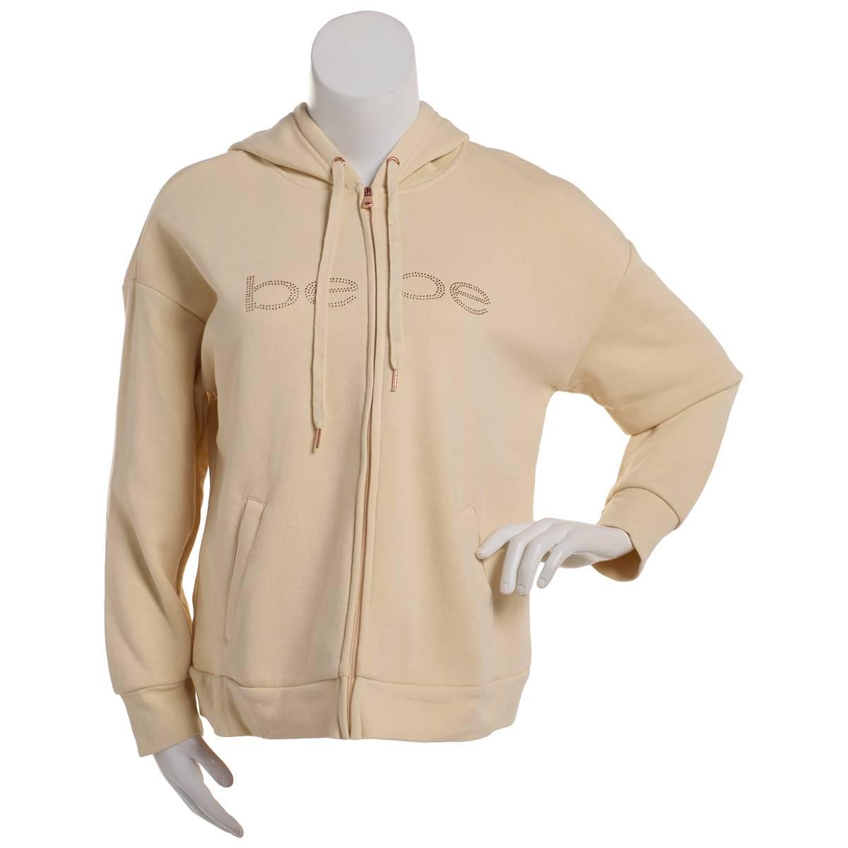 Click here for Plus Size Bebe Micro Fleece Zip Up Hoodie - Creme... prices