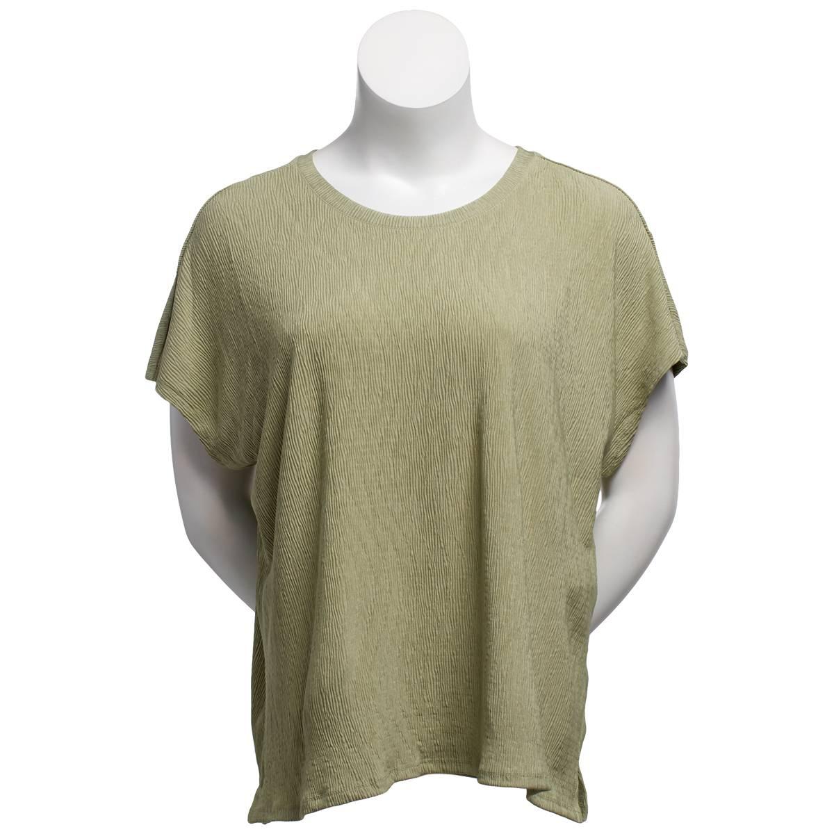 Click here for Plus Size FrenchTextured Knit Dolman Short Sleeve... prices