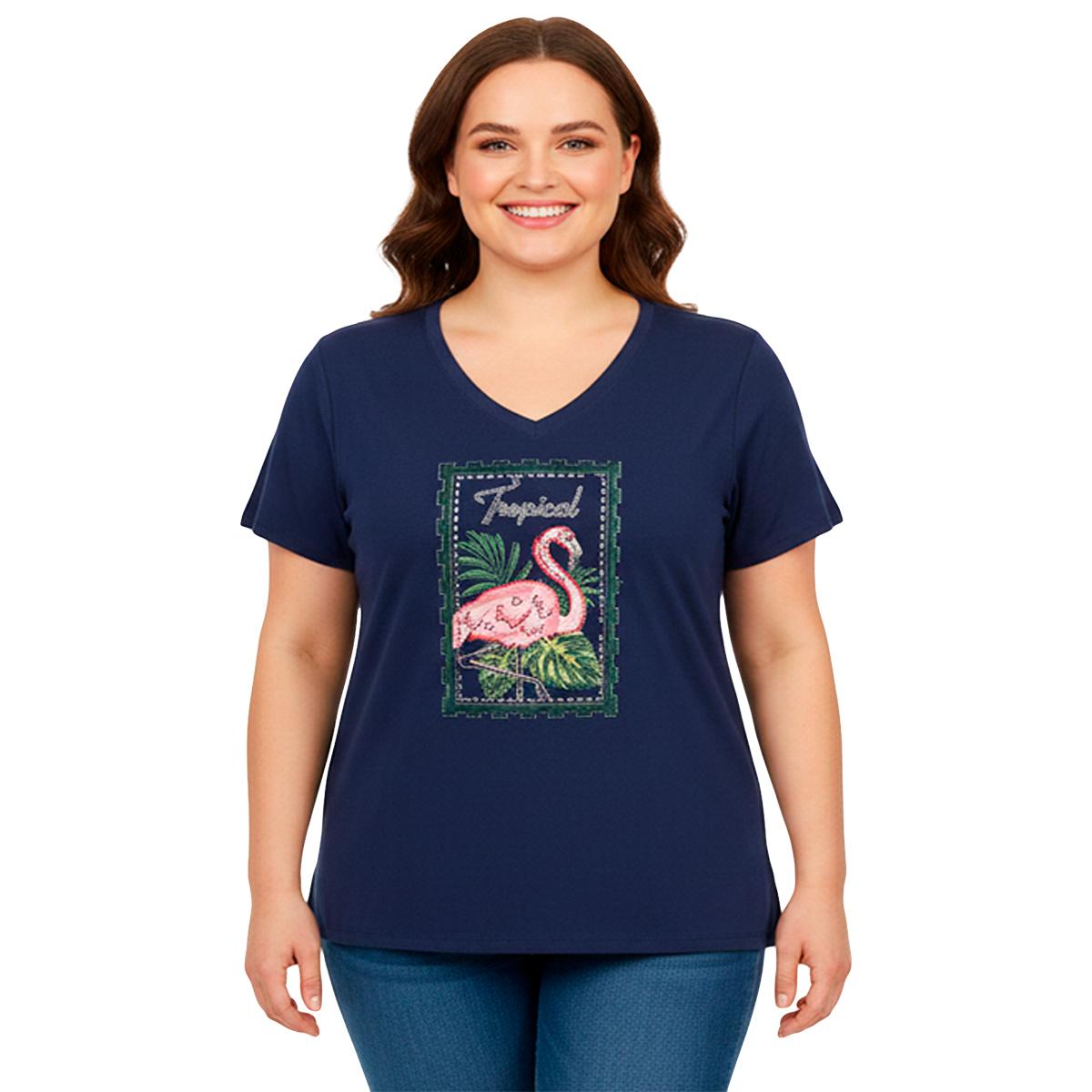 Click here for Plus Size New York Laundry Short Sleeve Tropical V... prices