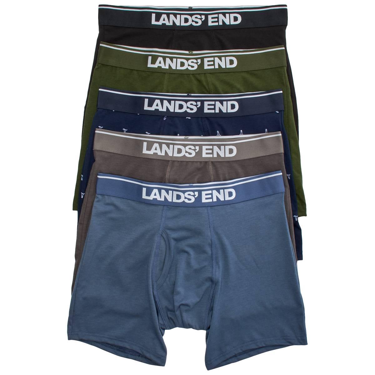 Click here for Mens Lands End 5pk. Knit Boxer Briefs - Black/Grey prices