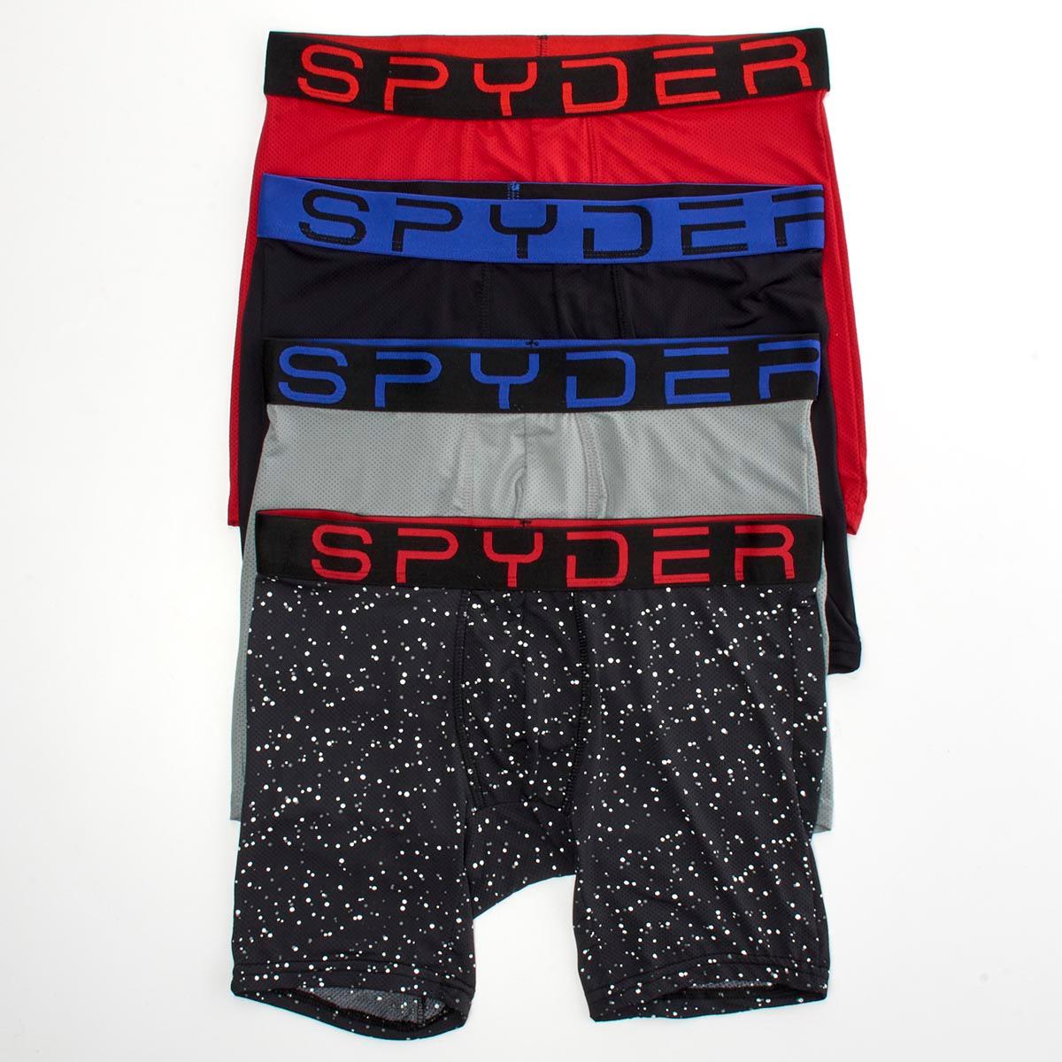Click here for Mens Spyder 4pk. Knit Boxer Briefs - Blue/Black/Gr... prices