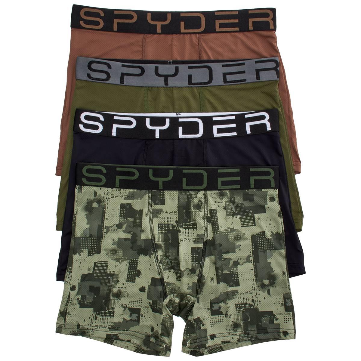 Click here for Mens Spyder 4pk. Nylon Mesh Boxer Briefs - Black/G... prices
