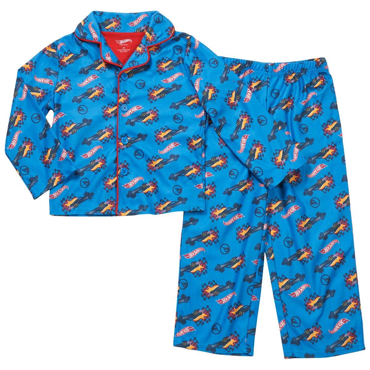 Hot Wheels Toddler Boys 2-Piece Car Print Pajama Set - Turquoise aqua