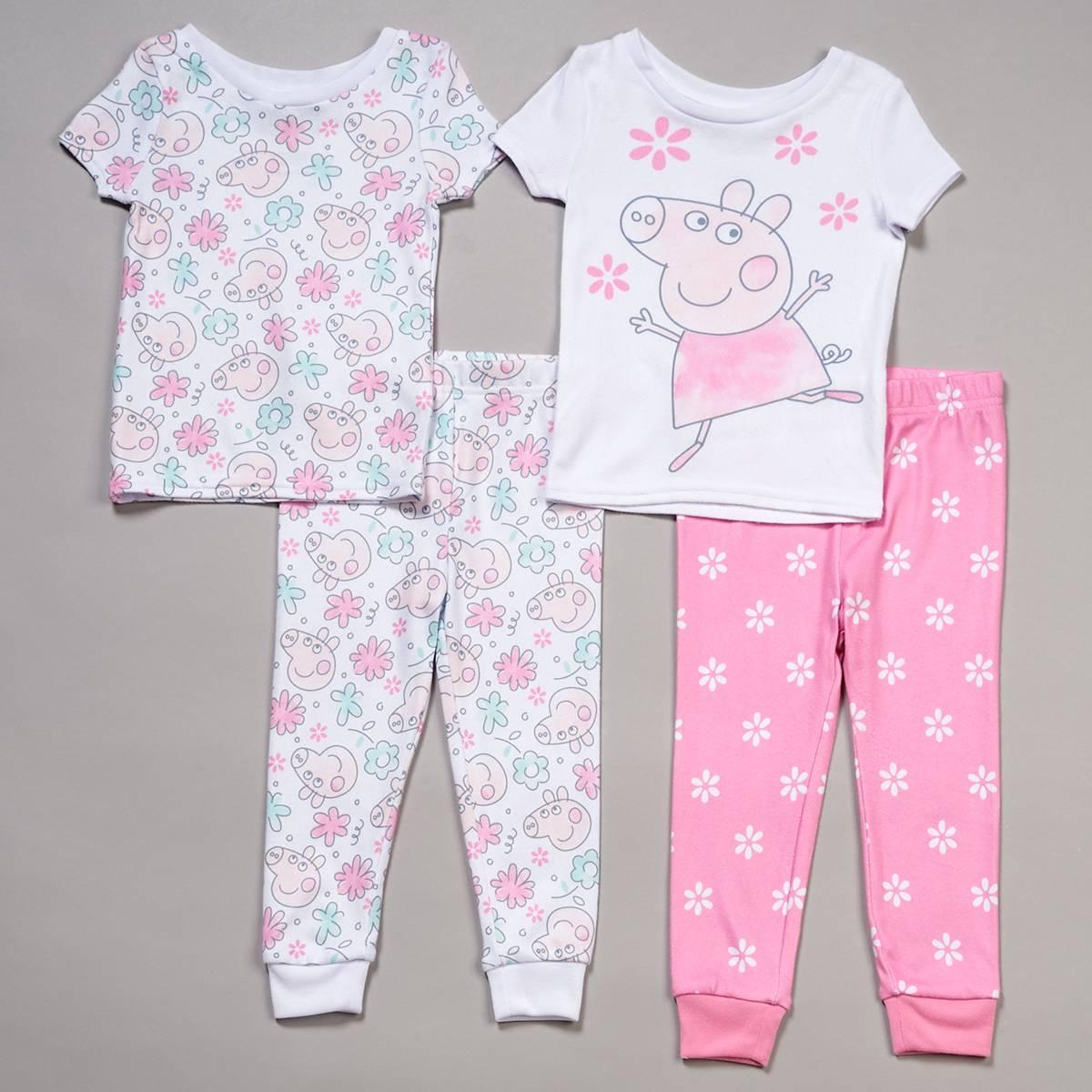 Click here for Toddler Girl Peppa Pig 4pc. Floral Velboa Pajama S... prices