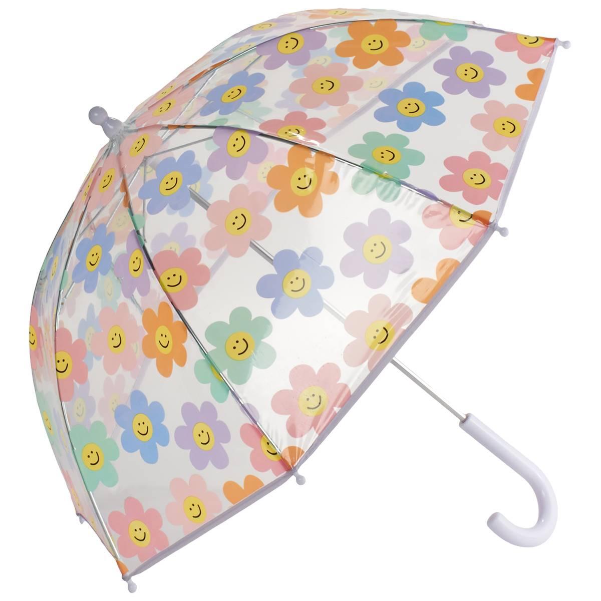 Girls Bon Bini New York Daisy Smiley Face Clear Umbrella