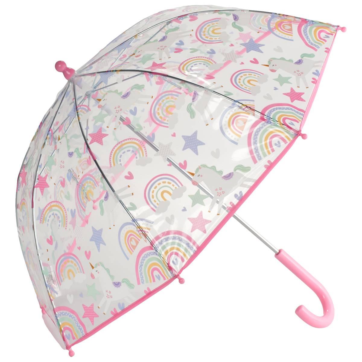 Girls Bon Bini New York Rainbow Unicorn Clear Umbrella
