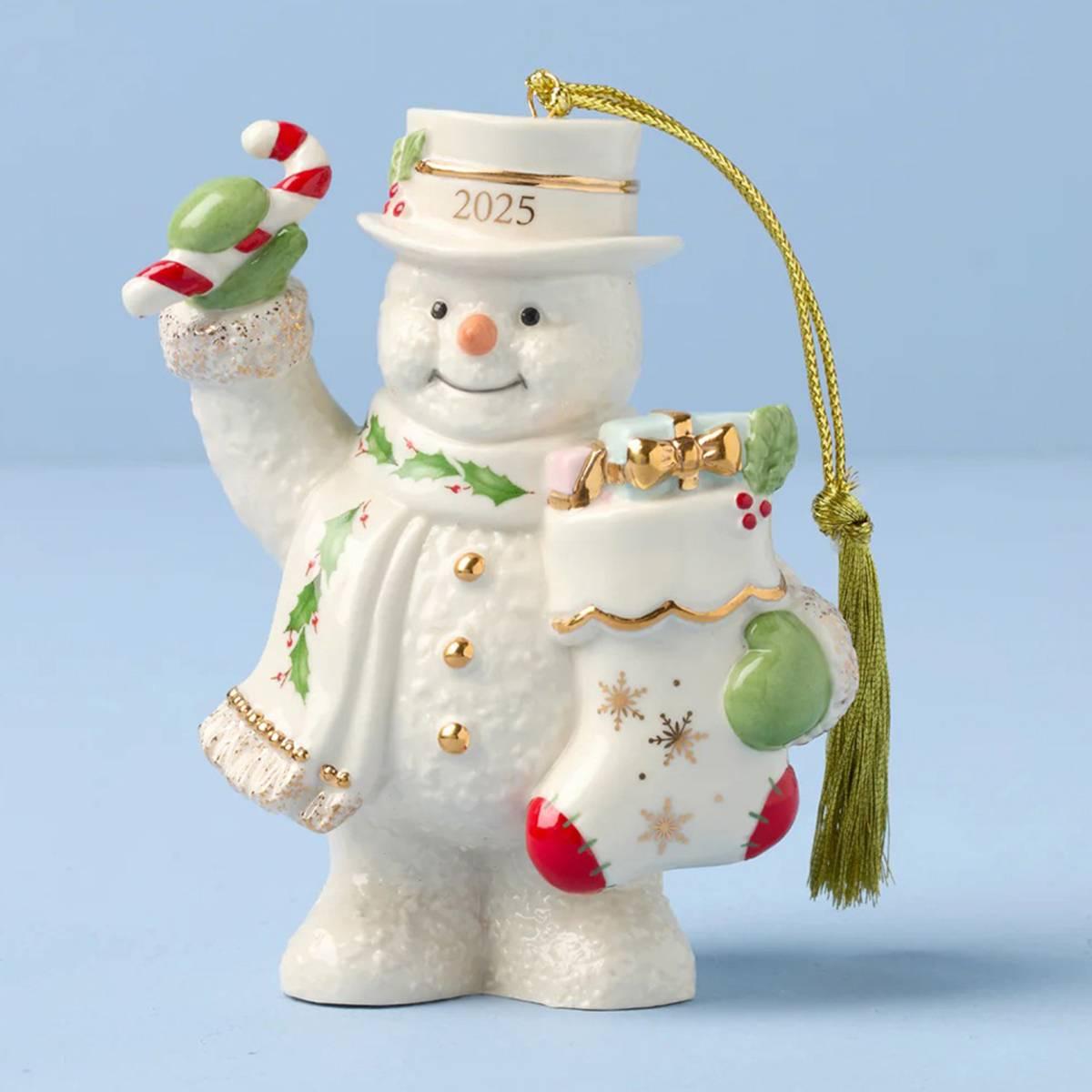 Click here for Lenox 2025 Snowman with Stocking Ornament - Ivory prices