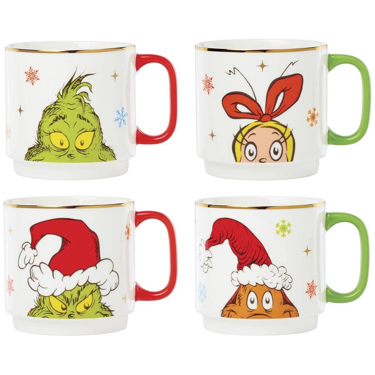 Lenox Merry Grinchmas Stackable Mugs  Set of 4 - Green