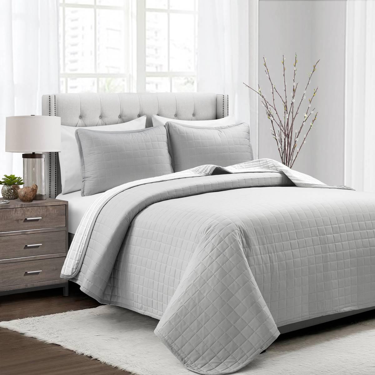 Click here for Farmhouse Box Stitch Reversible Cotton Quilt Set prices