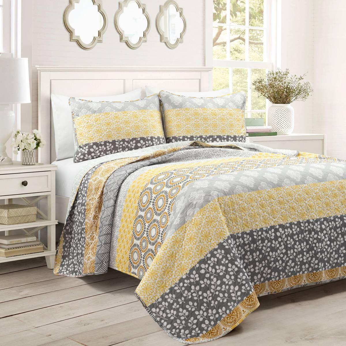 Click here for Bohemian Stripe Reversible Cotton Quilt Set prices