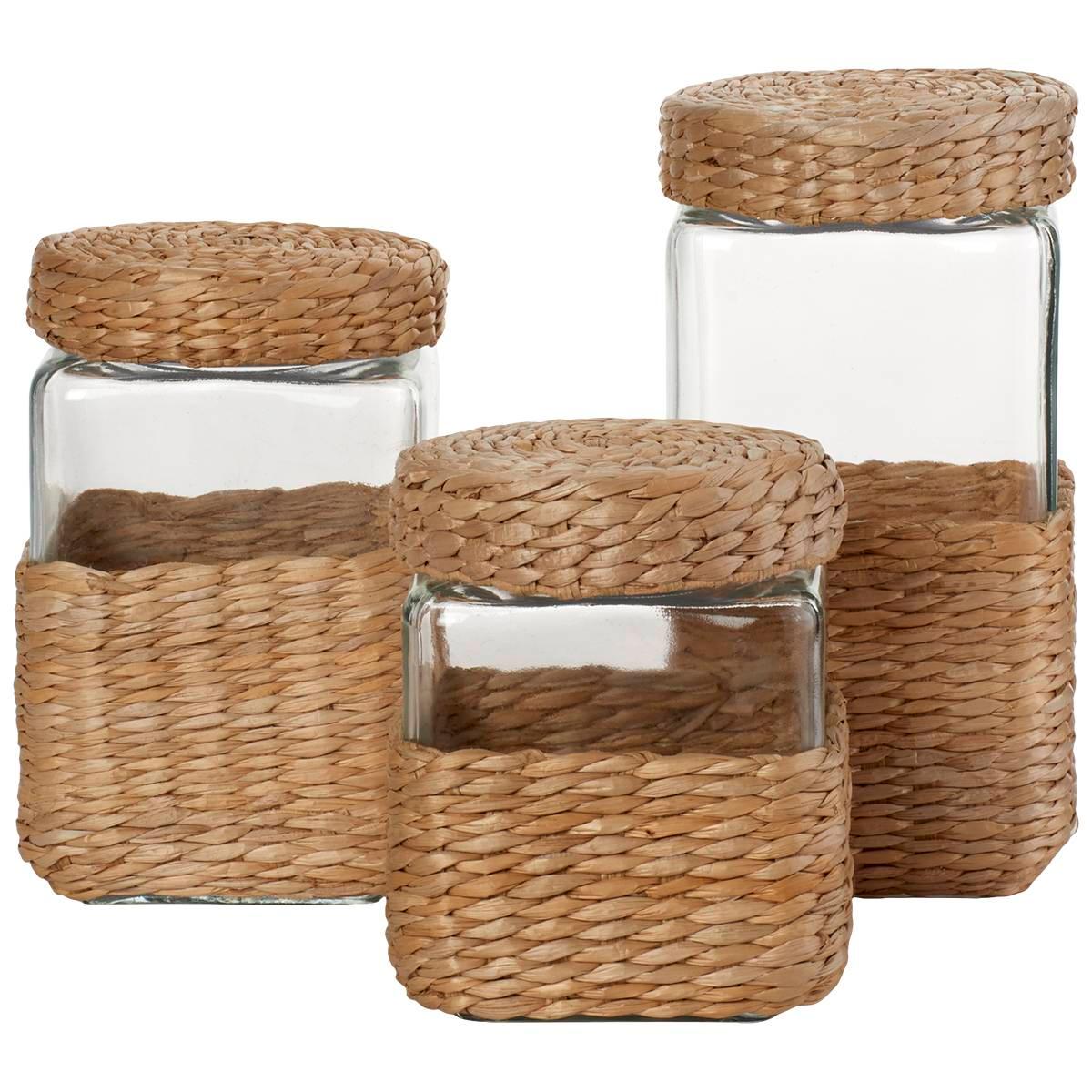 Click here for Gourmet Kitchen Natural Rush Square Glass Canister... prices