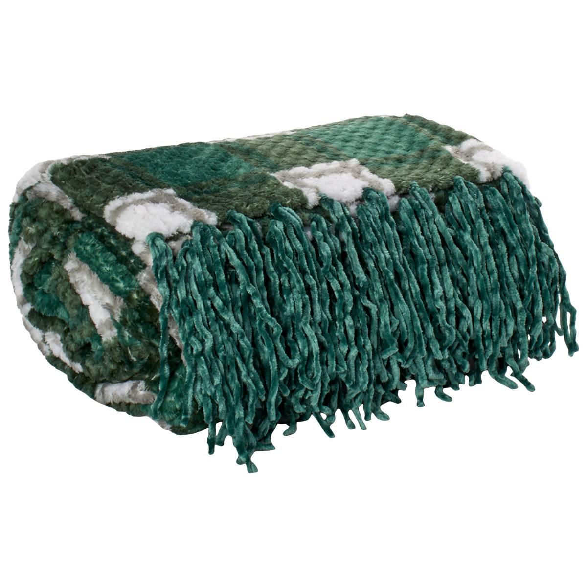 Click here for Mountain Ridge Evergreen Buffalo Check Fringe Popc... prices