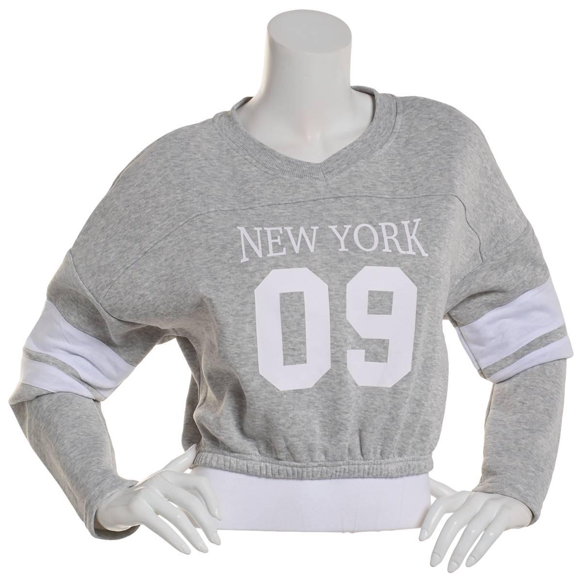 Click here for Juniors Derek Hear Stripe Sleeve New York Cropped... prices