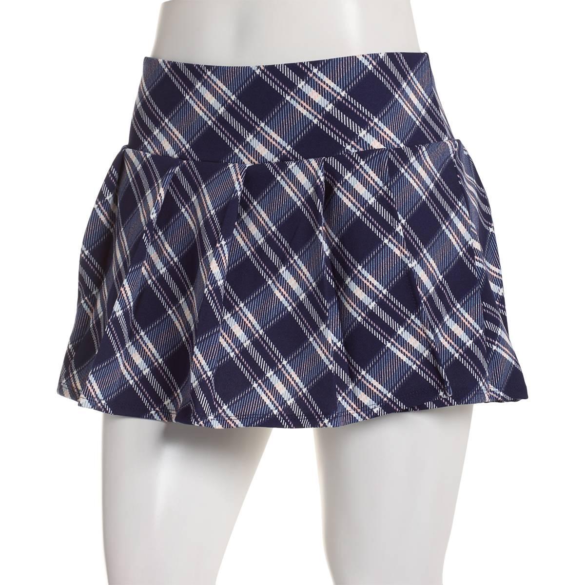 Click here for Juniors Derek Heart Crepe Pleated Plaid Mini Skort prices