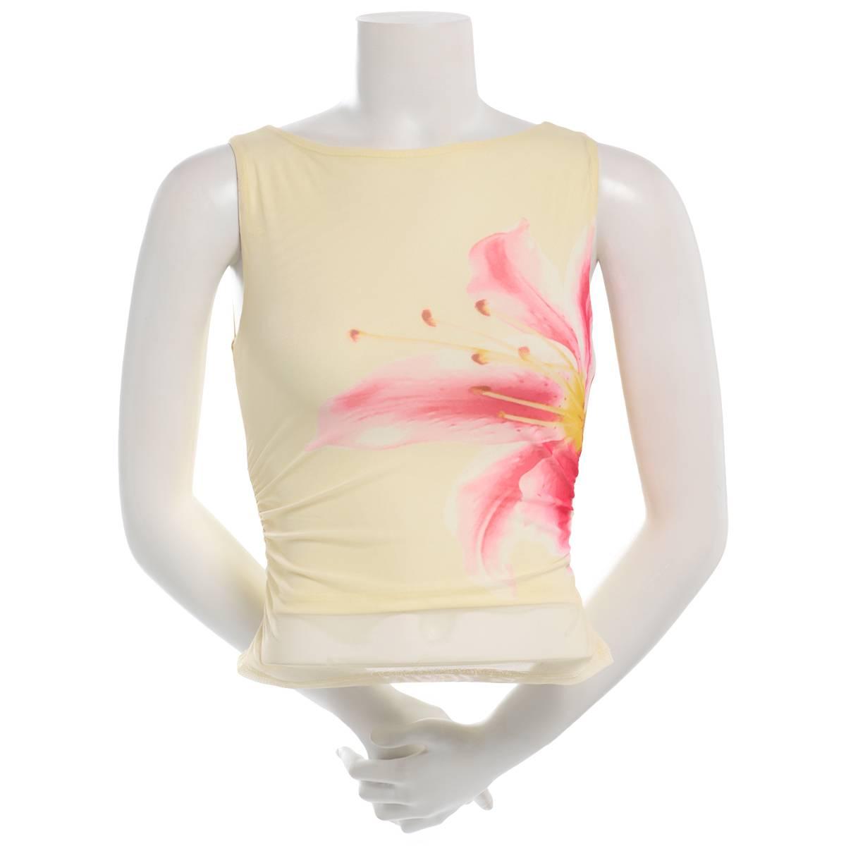 Click here for Juniors Derek Heart Floral Print Mesh Boat Neck Ta... prices
