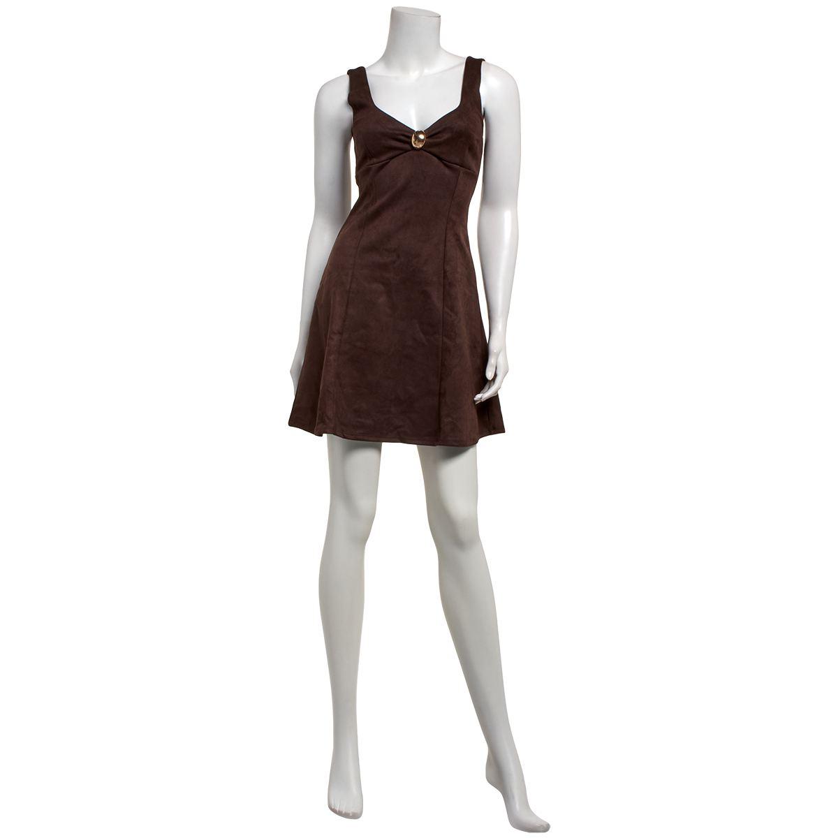 Click here for Juniors Derek Heart Suede Fit & Flare Dress with H... prices