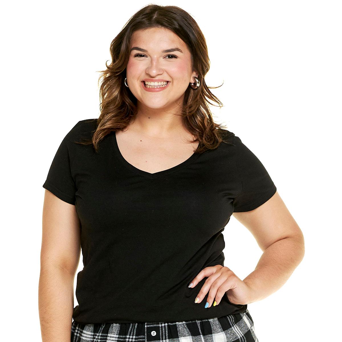 Click here for Juniors Plus Aveto Short Sleeve V-Neck Basic Tee prices
