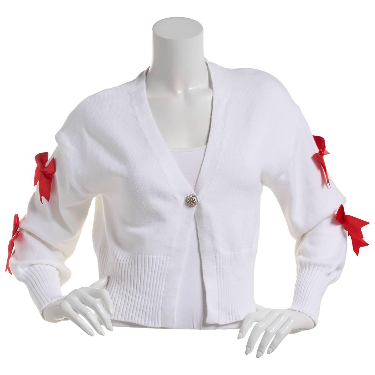 Click here for Juniors Derek Heart Cropped Cardigan with Bows & E... prices