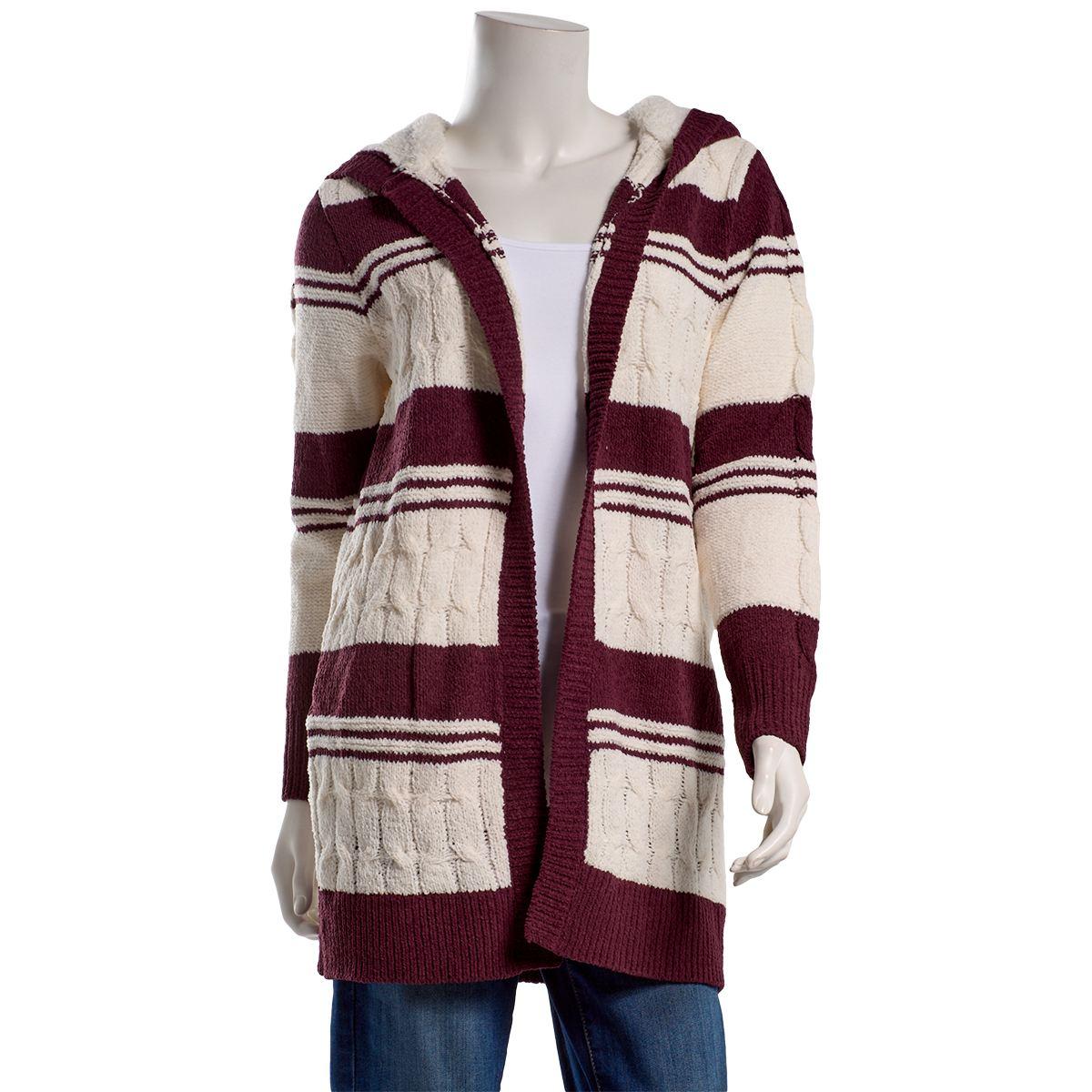 Click here for Juniors Derek Heart Matte Chenille Stripe Hoodie C... prices