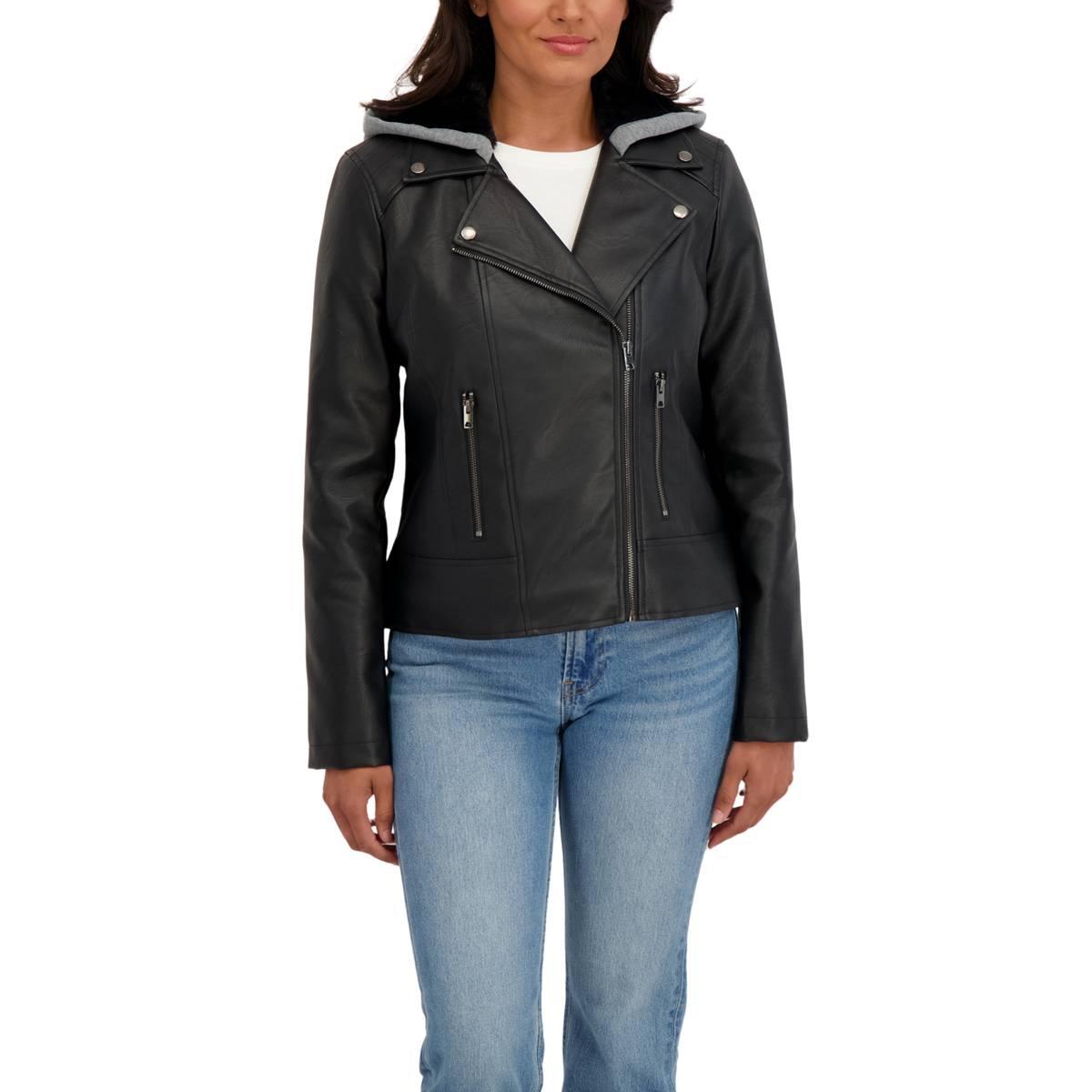 Click here for Womens Sebby Faux Leather Moto Jacket With Faux Fu... prices