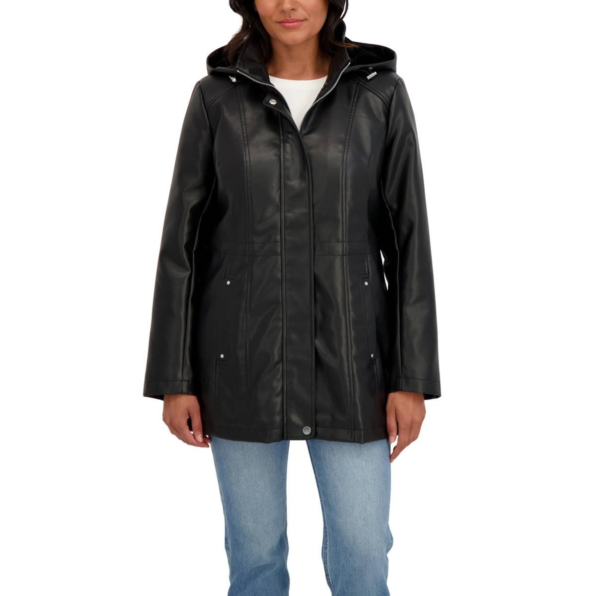 Womens Sebby Faux Leather Moto Jacket With Faux Fur Lining