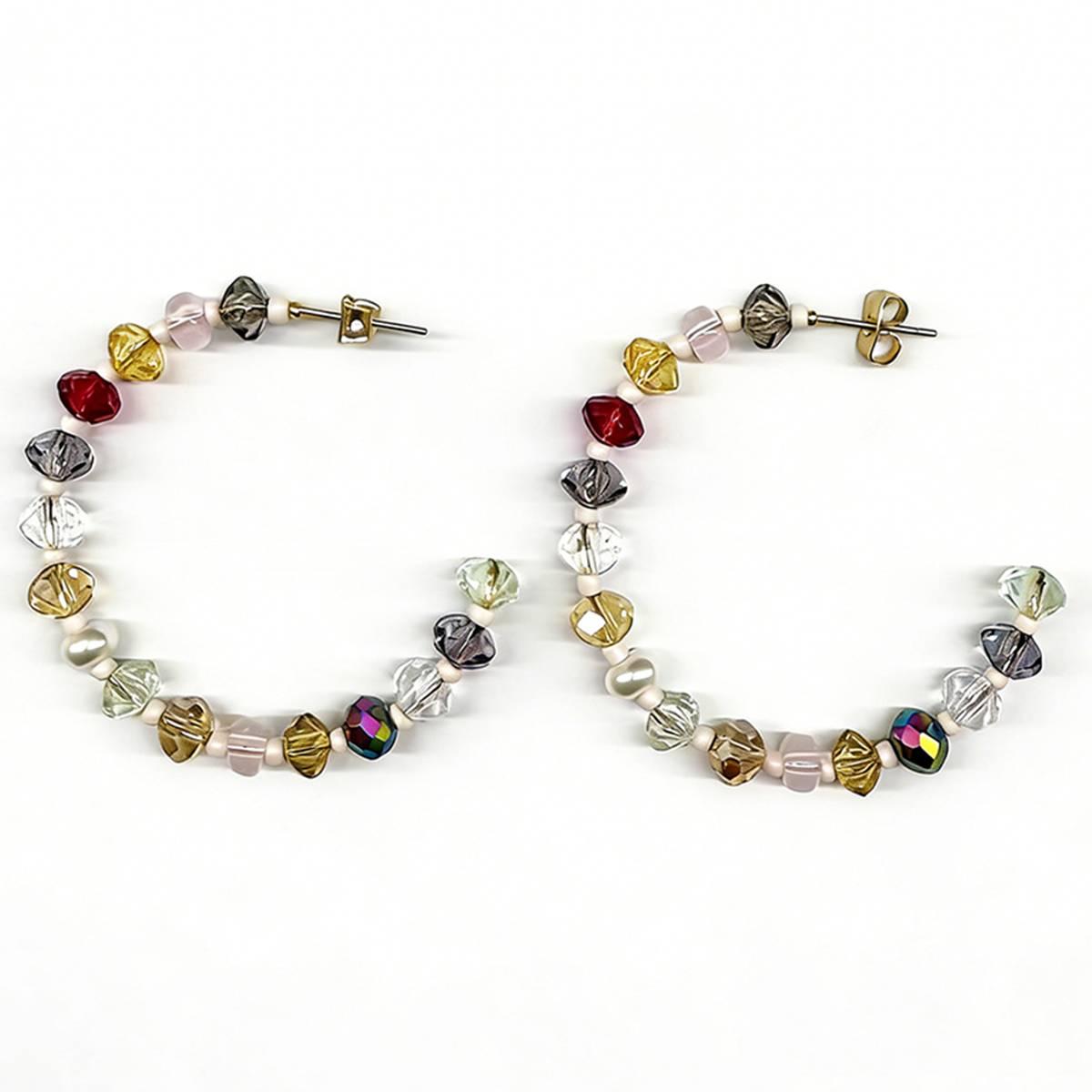 Click here for Ashley Cooper(tm) Multi-Color Faceted Bead Hoop Ea... prices