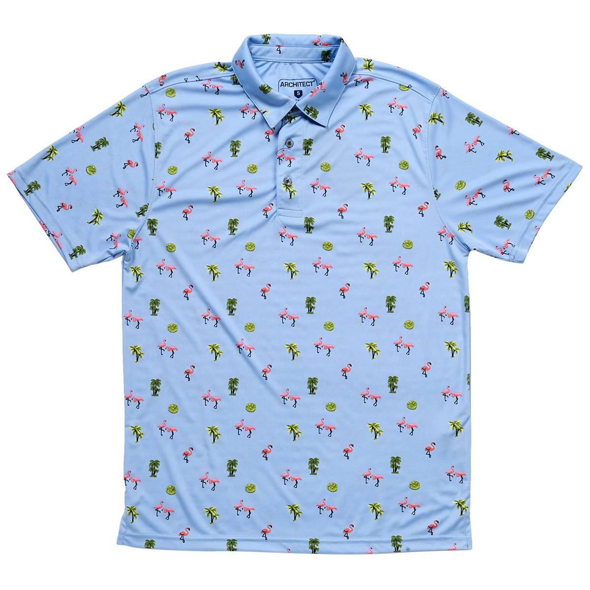Click here for Mens Architect(R) Flamingo & Palm Trees Polo - Per... prices