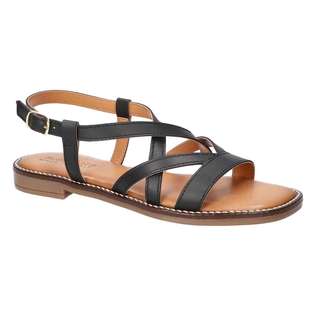 Bella Vita Womens Tya-Italy Flat Sandals - Natural Croco Leather