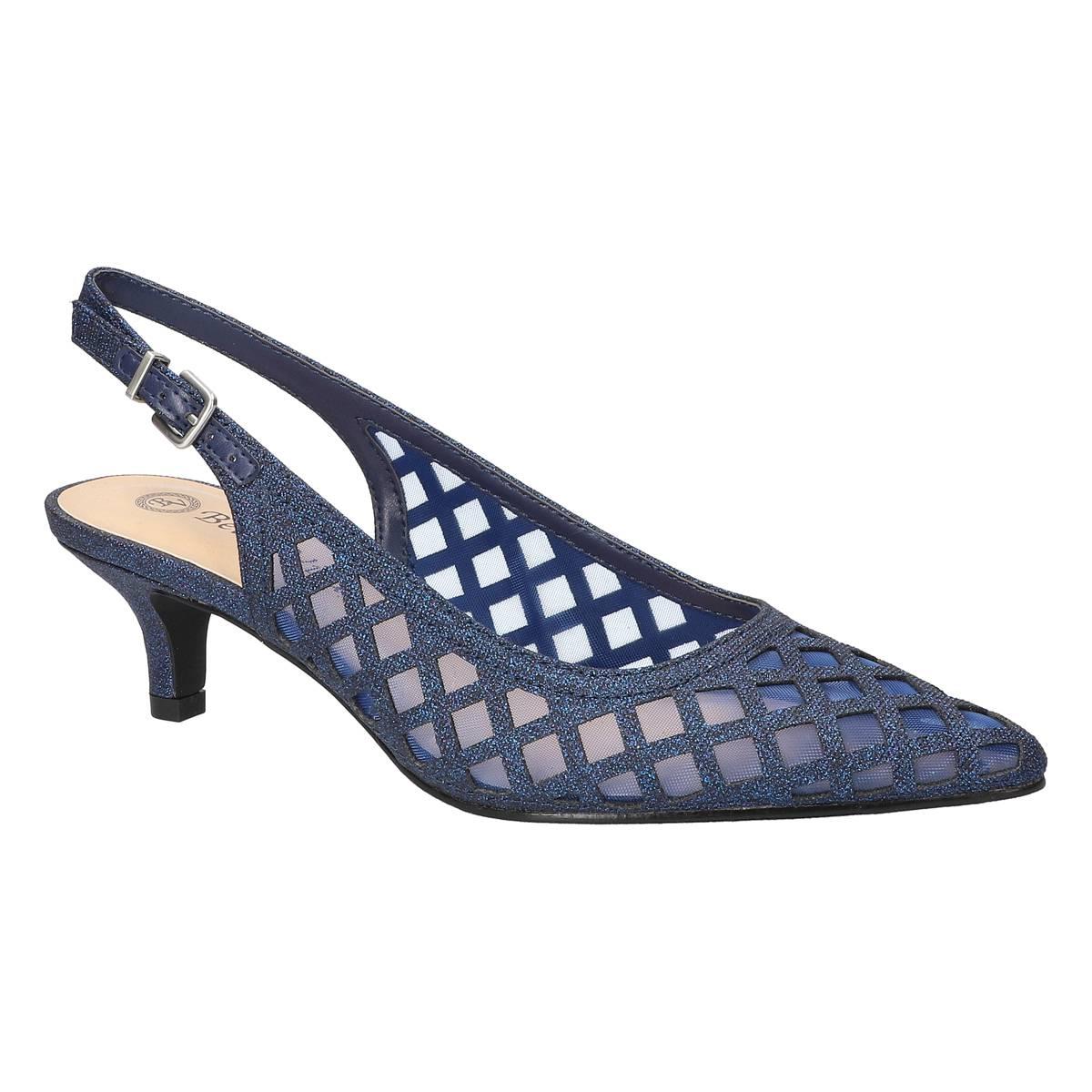 Bella Vita Womens Noel Slingback Pointed Toe Pumps - Silver Glitter