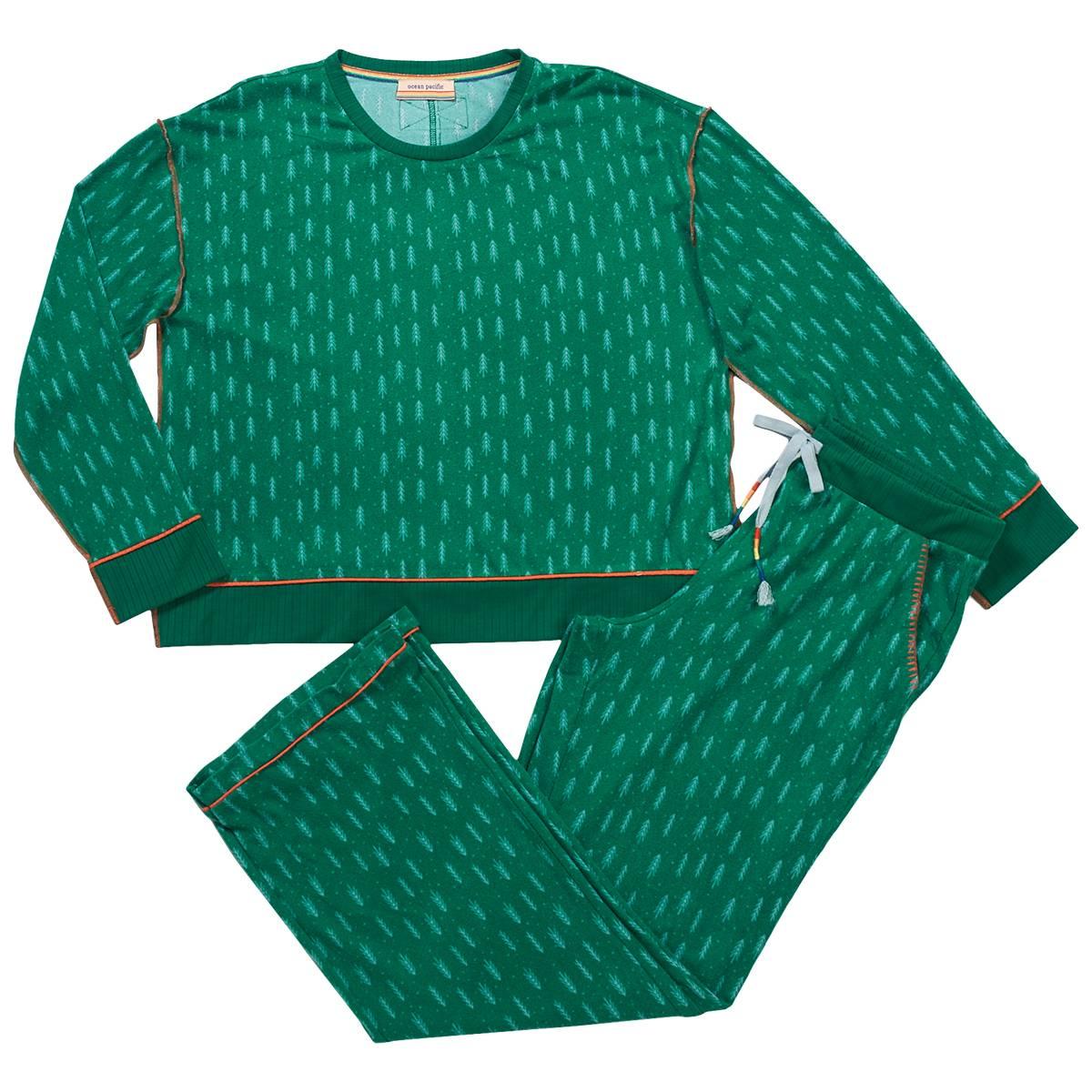 Womens Ocean Pacific Ribbed Tree Pajama Set