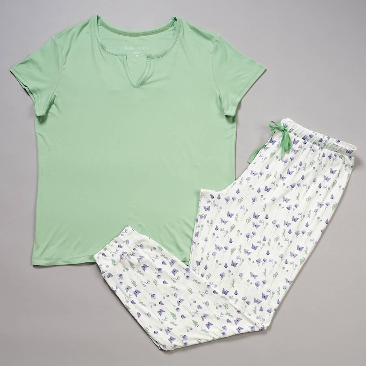 Click here for Womens White Orchid Butterfly Garden Jogger Pajama... prices