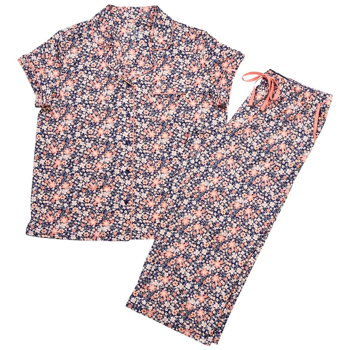 Click here for Plus Size White Orchid Short Sleeve Floral Capri P... prices