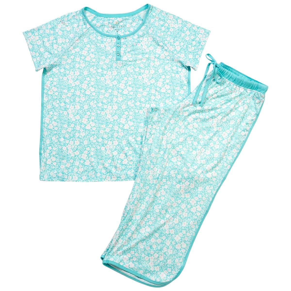 Click here for Womens White Orchid Floral Cropped Pajama Set prices
