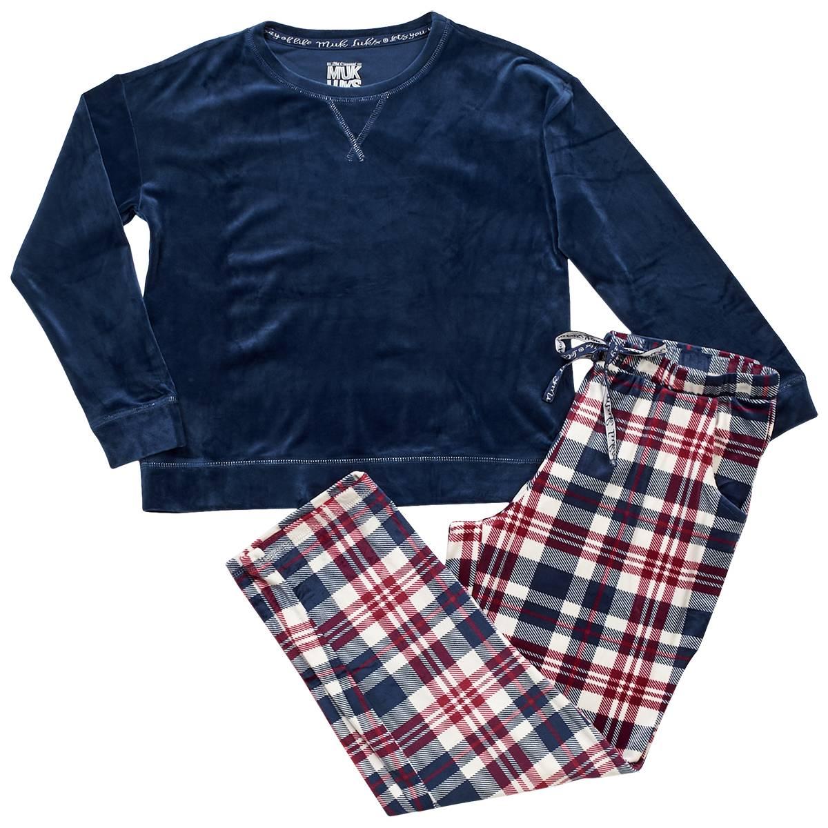 Click here for Petite Muk Luks Long Sleeve Solid & Plaid Pajama S... prices