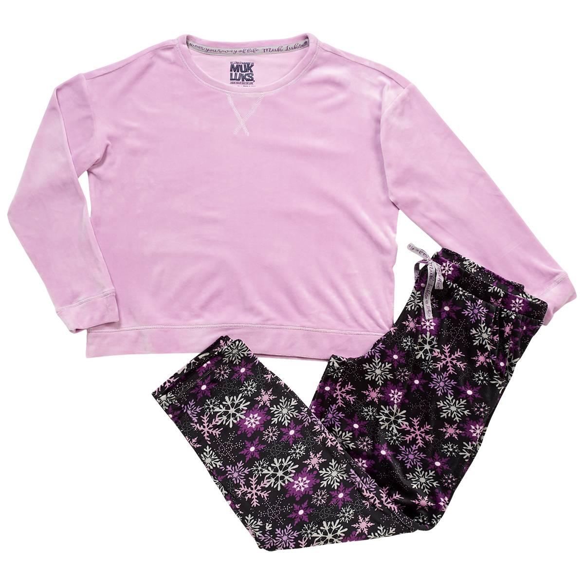 Click here for Petite MUK LUKS(R) Solid Top & Snowflake Pants Paj... prices