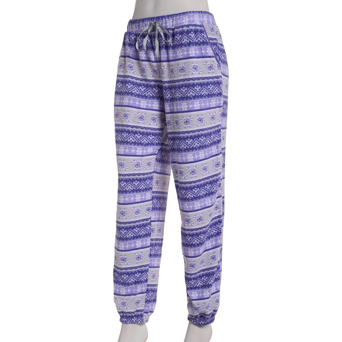 Womens Goodnight Kiss Candy Fair Isle Plush Joggers Pajama Pants