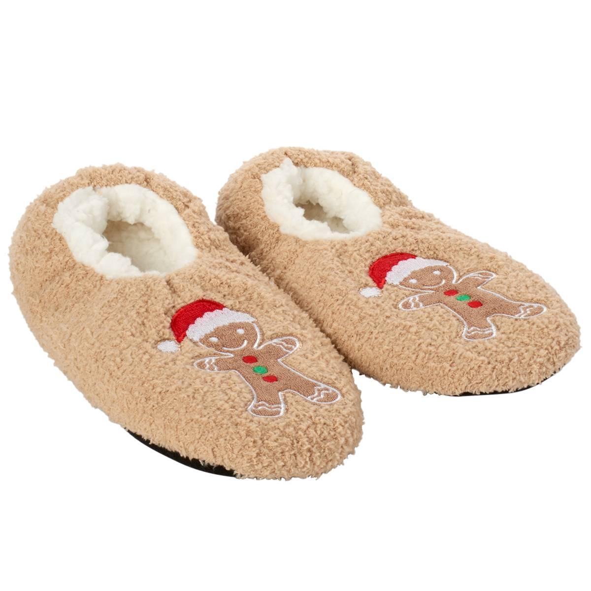 Click here for Womens Fuzzy Babba Gingerbread Man Christmas Slipp... prices