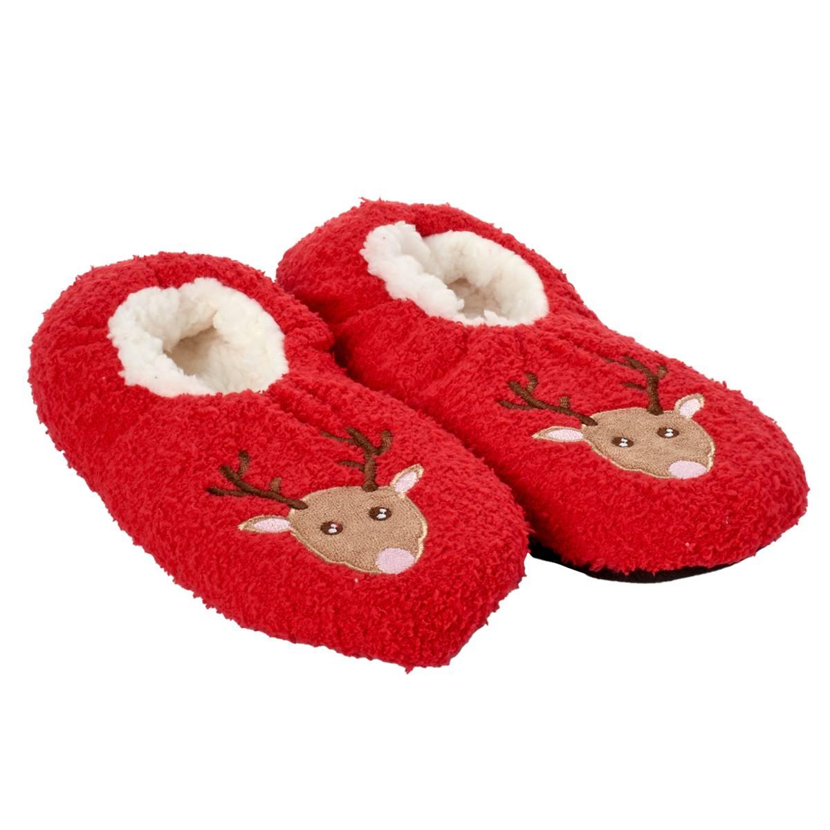 Click here for Womens Fuzzy Babba Reindeer Christmas Slippers prices