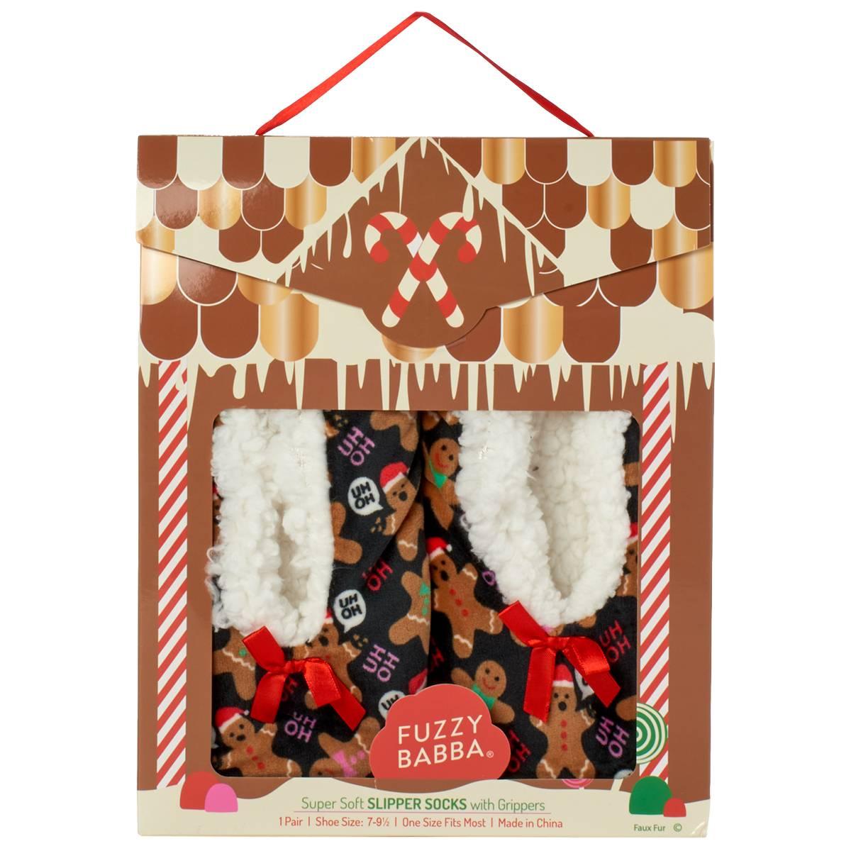 Click here for Womens Fuzzy Babba Gingerbread Man Christmas Slipp... prices