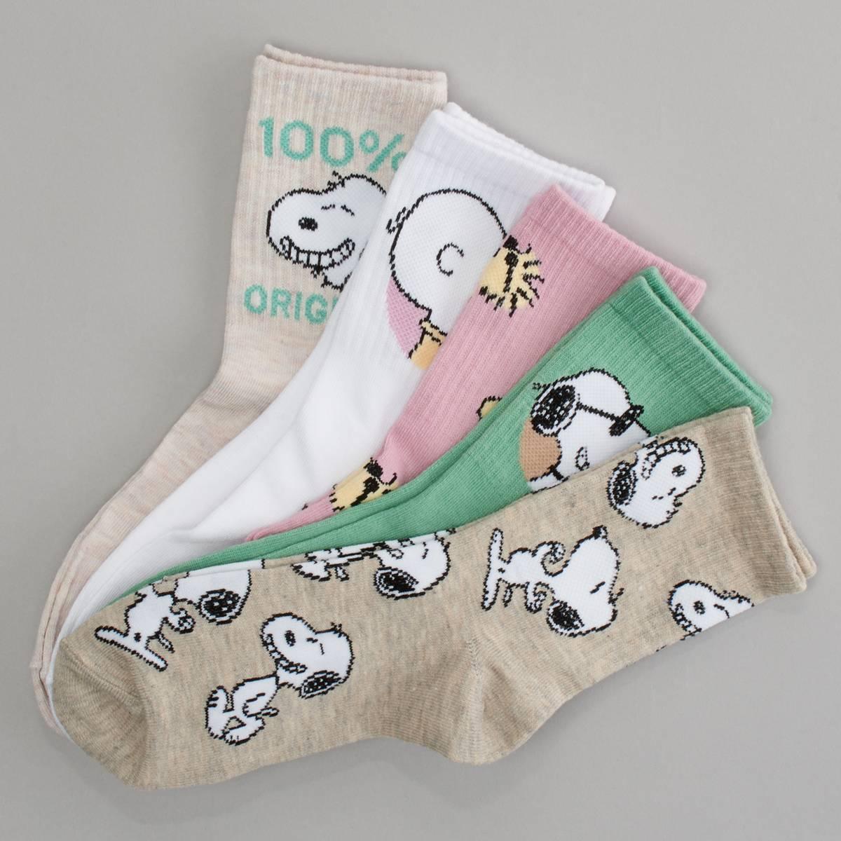 Click here for Girls Peanuts(R) 5pk. 100 Original Ribbed Mid Crew... prices