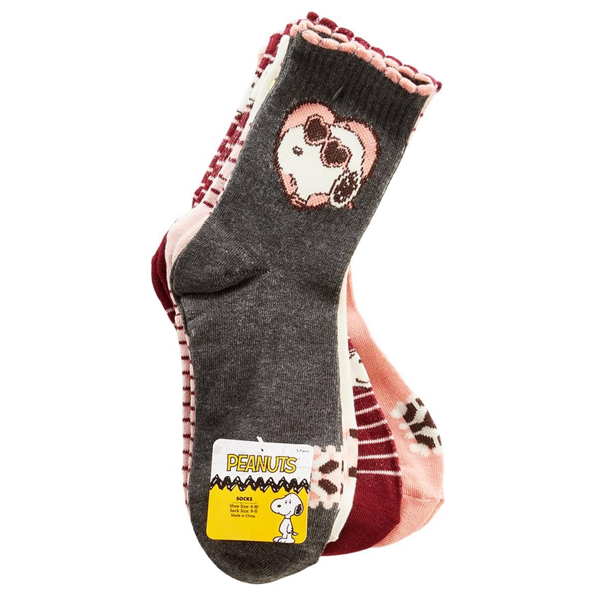 Click here for Girls Peanuts(tm) 5pk. Mid Crew Socks prices