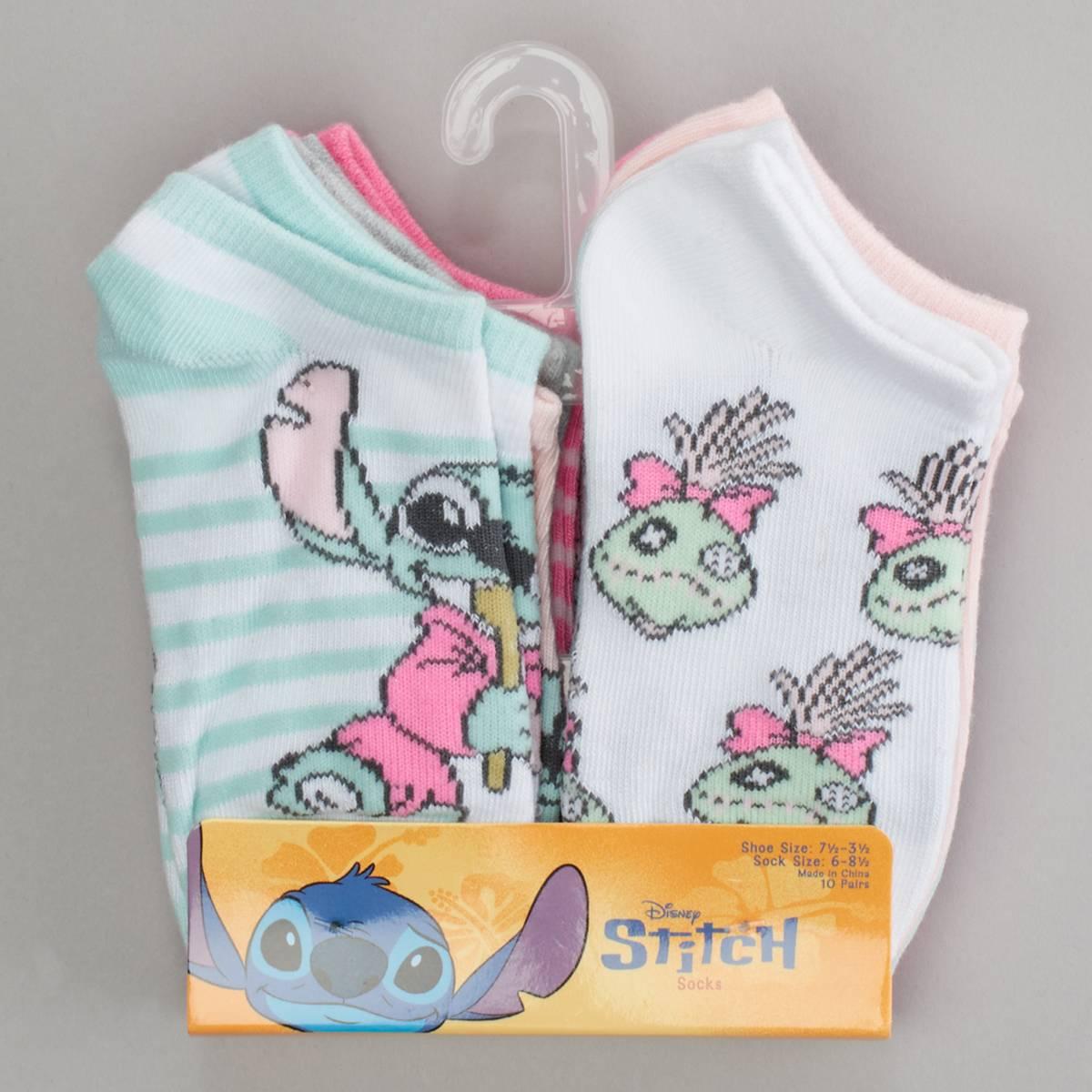Click here for Girls Disney 10pk. Stitch & Friends No Show Socks prices