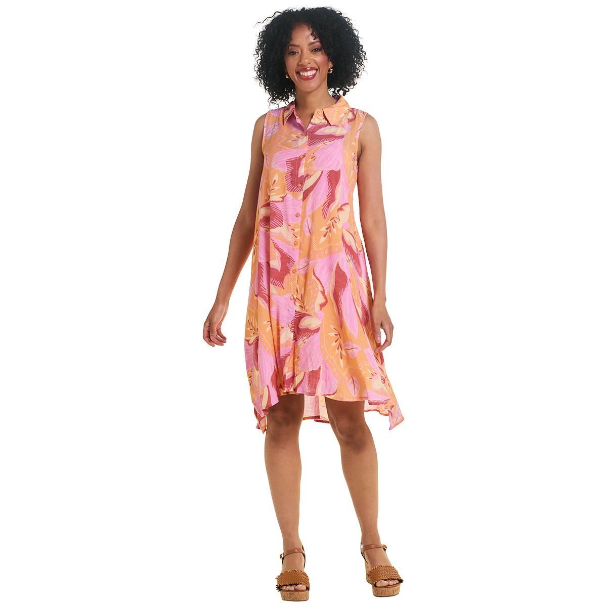 Click here for Womens Mlle Gabrielle Leaf Sleeveless Button Front... prices