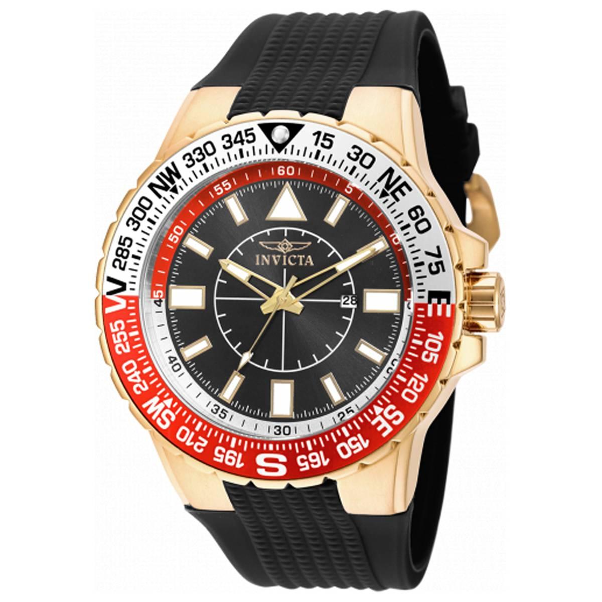 Click here for Mens Invicta Gold/Black Dial & Band Quartz Watch -... prices